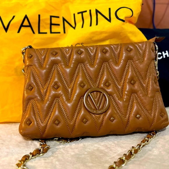 Valentino | Bags | Valentino Two Way Brown Leather Bag Gold Chainhardware | Poshmark